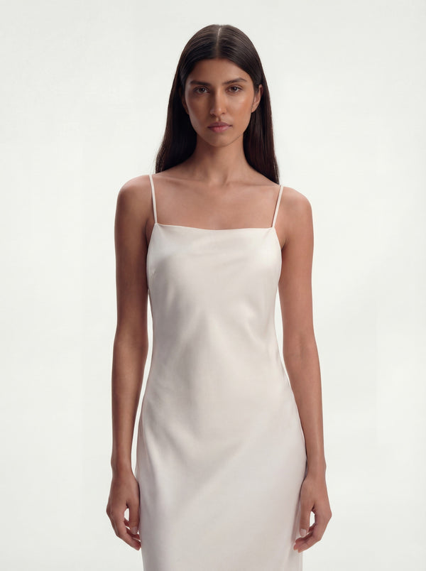 Aurora Stalactite White Slip Dress | Stone-Washed Silk - Me Esse
