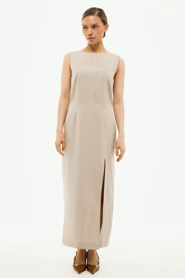 Michelle Beige Maxi Dress | Organic Cotton - Me Esse